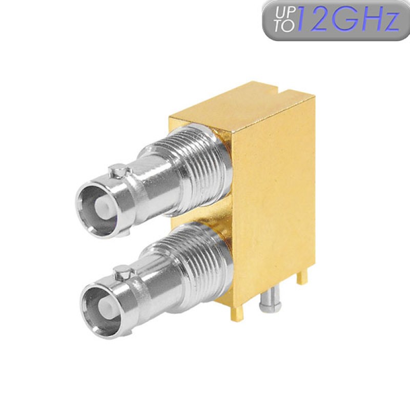 12GHz Dual Port R/A Micro BNC Coax Connector from Cambridge Electronics